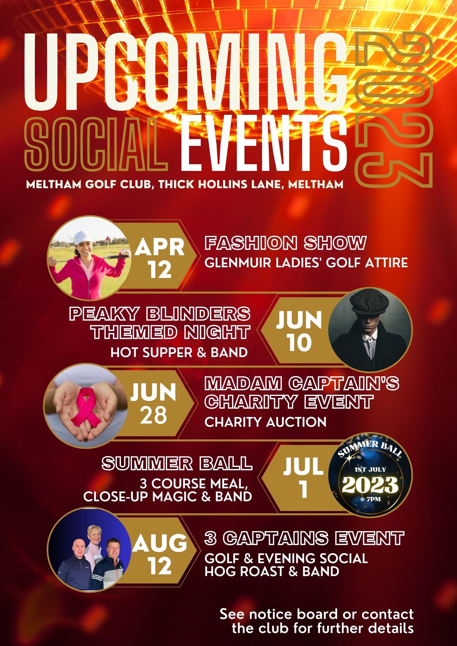 2023 Social Events | Meltham Golf Club